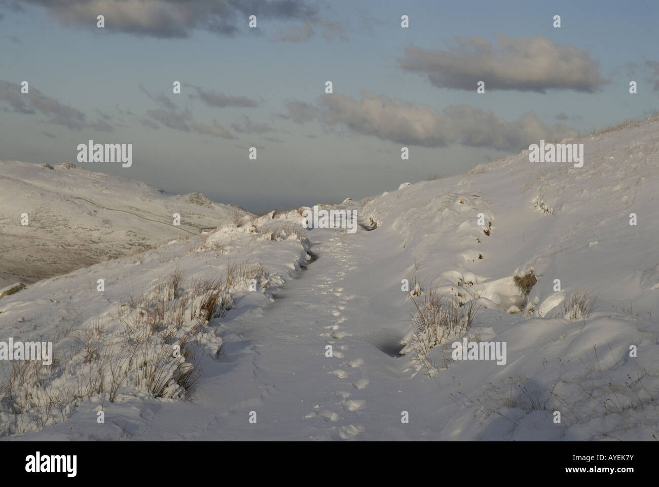 Snow on the Carneddau Mountains Snowdonia National Park North Wales UK ...