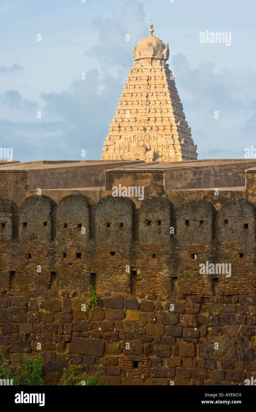 Walls and Temple at Brihadishwara Fort and Hindu Temple in Thanjavur ...