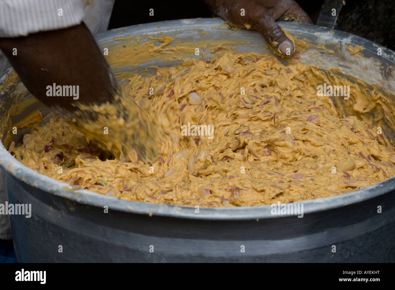 Mixing Fried Pakora Batter in Thanjavur South India Stock Photo - Alamy