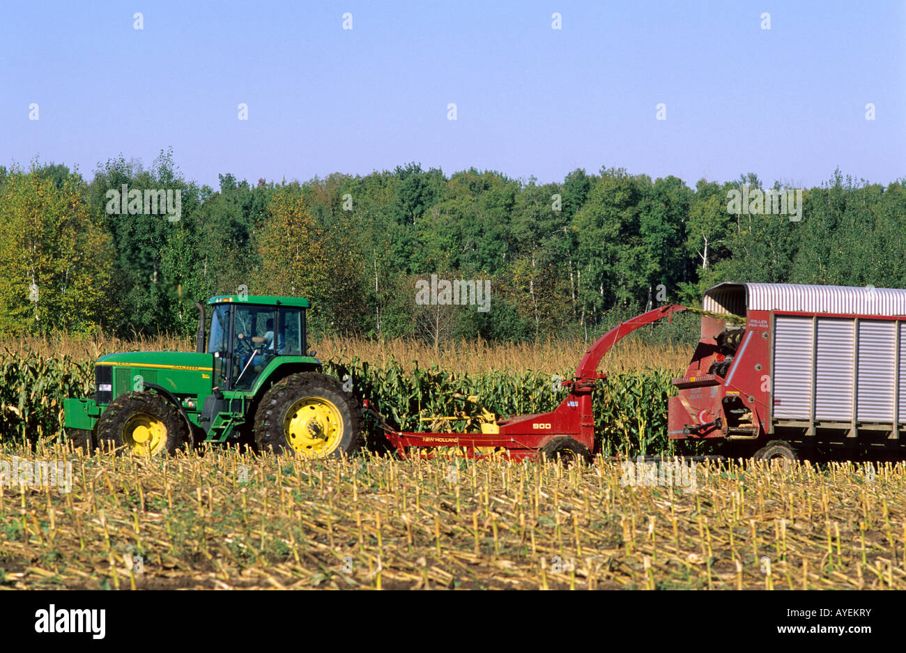 Tractor pulling a chopper used to harvest corn in Northeast Wisconsin ...