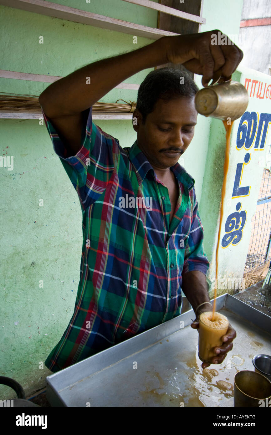 Man Making Indian Tea in Mamallapuram South India Stock Photo - Alamy