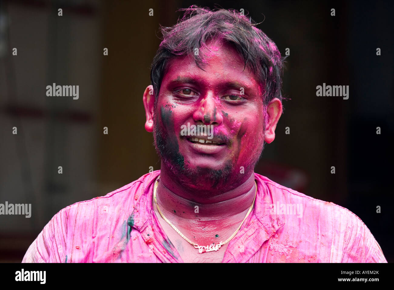 Indian Man Celebrating Holi Festival in Chennai South India Stock Photo ...