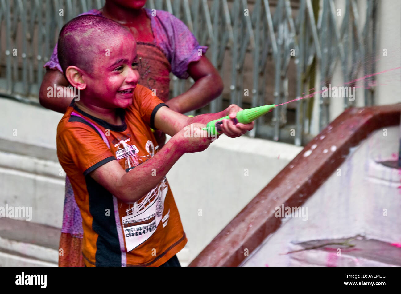 Indian Children Celebrating Holi Festival in Chennai South India Stock ...