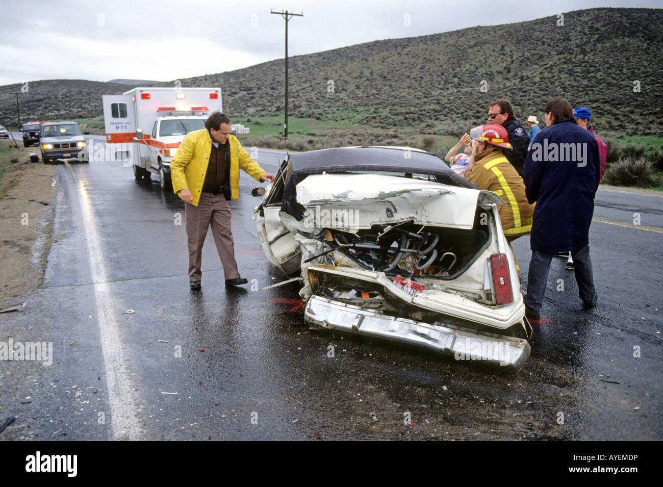Paramedics at the scene of an automobile accident Stock Photo - Alamy