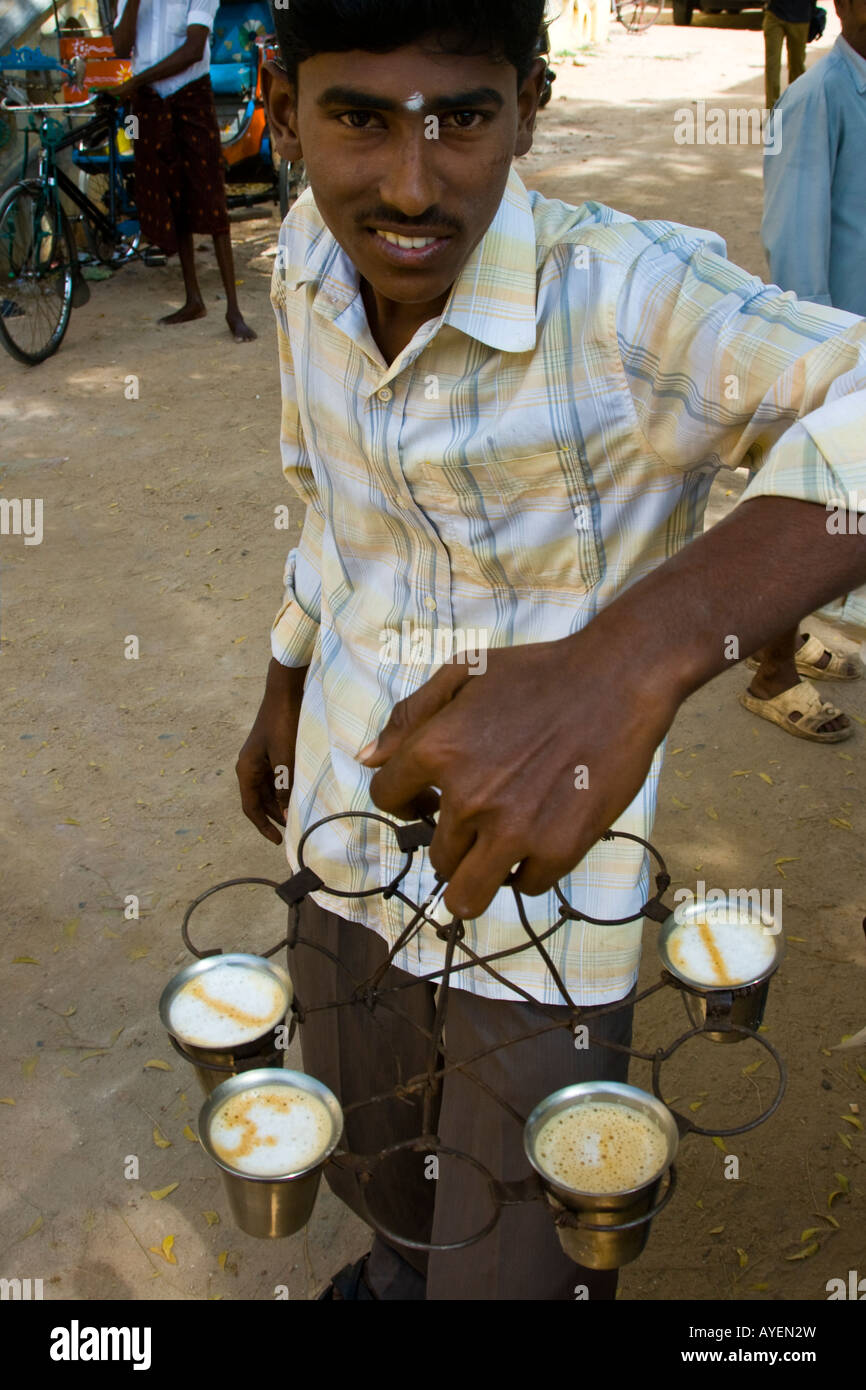 Young Man Delivering Indian Chai Tea in Madurai South India Stock Photo ...