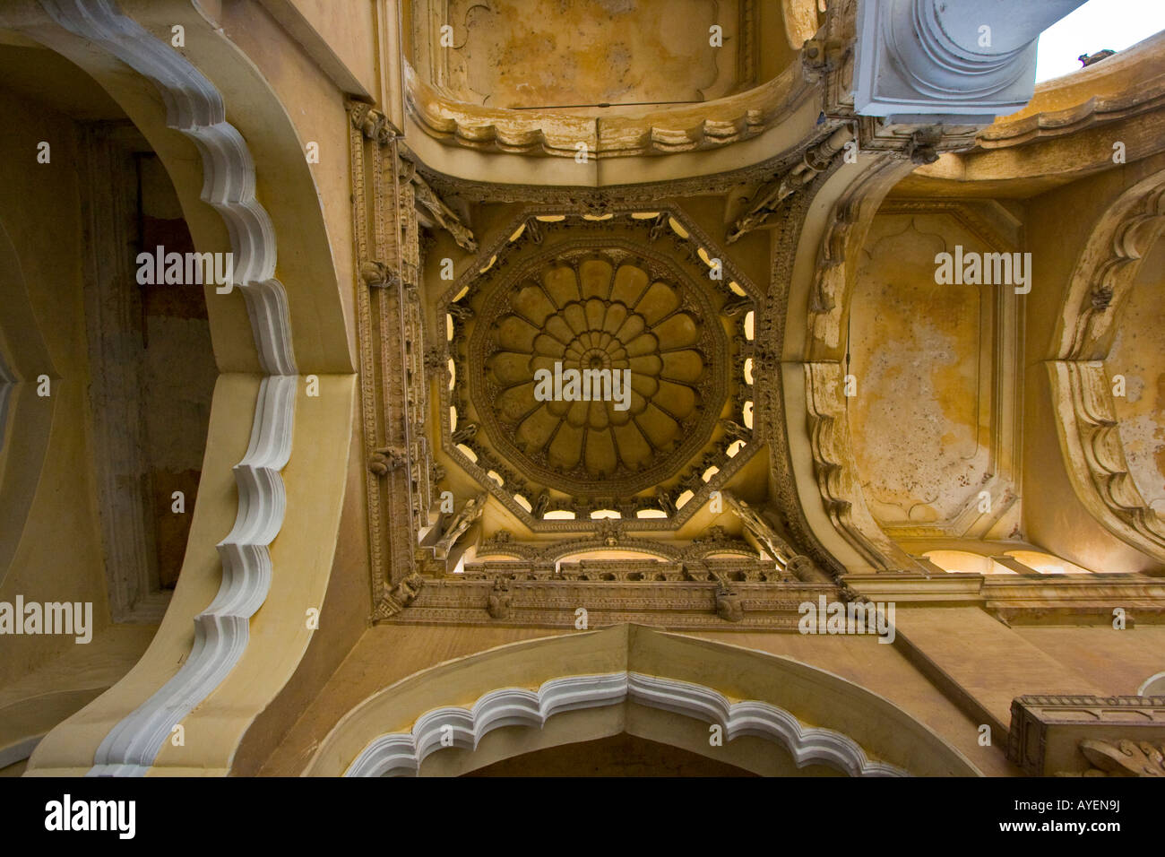 Ornate Rooftop Inside the Tirumalai Nayak Palace in Madurai South India ...