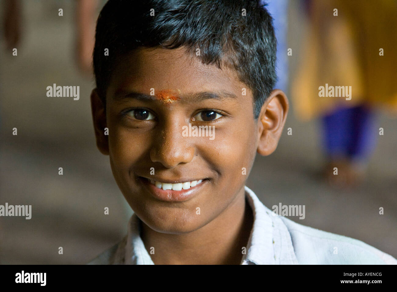 Smiling Boy Inside Sri Meenakshi Hindu Temple in Madurai South India ...