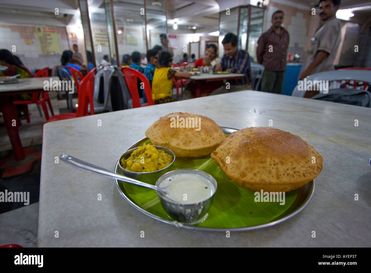 Fried Puffy Poori in a Restaurant in Madurai South India Stock Photo ...
