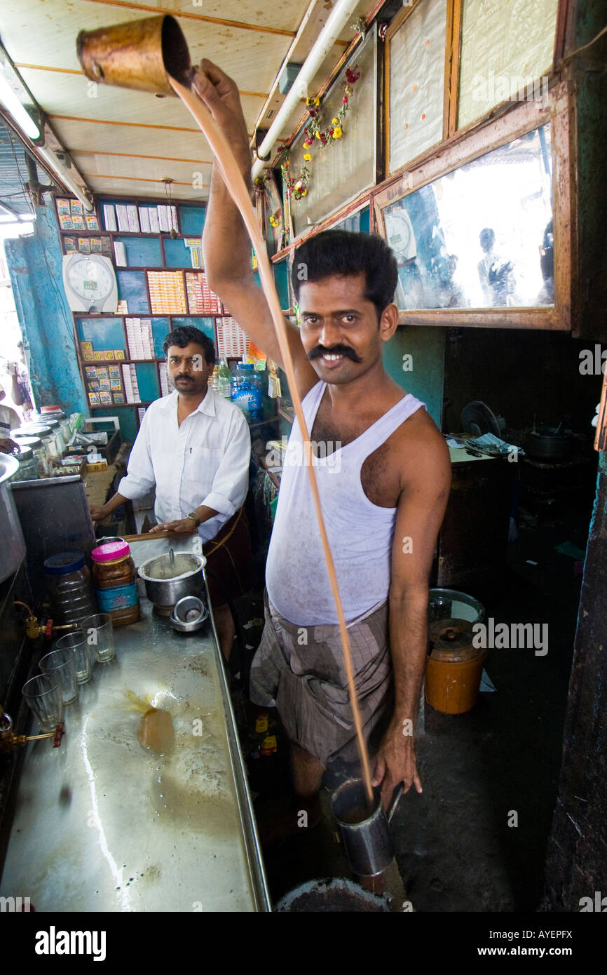 Indian Man Making Chai Tea with a Long Pour in Tiruchirappalli or ...