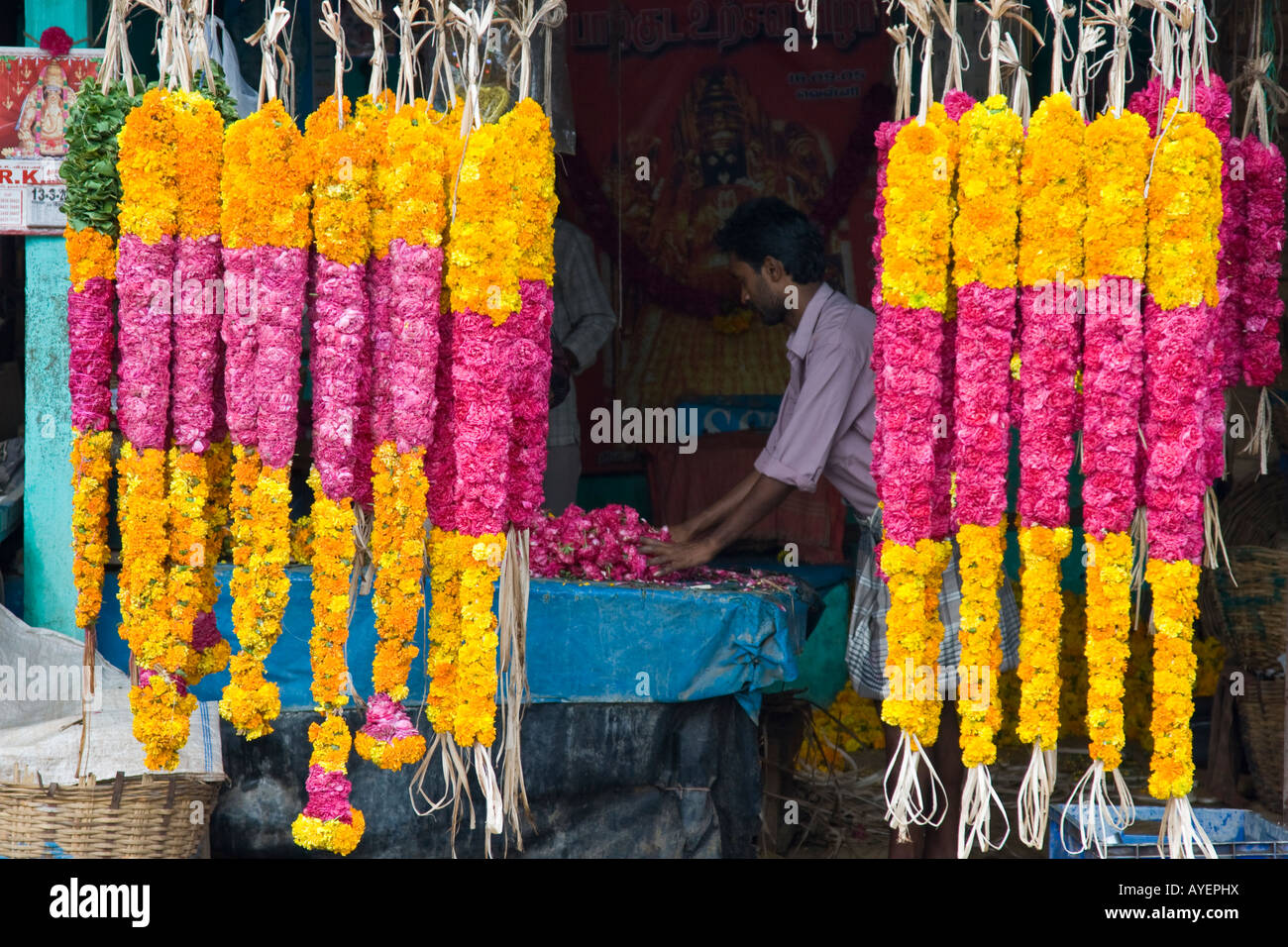 Selling Flowers in the Market in Thanjavur South India Stock Photo - Alamy