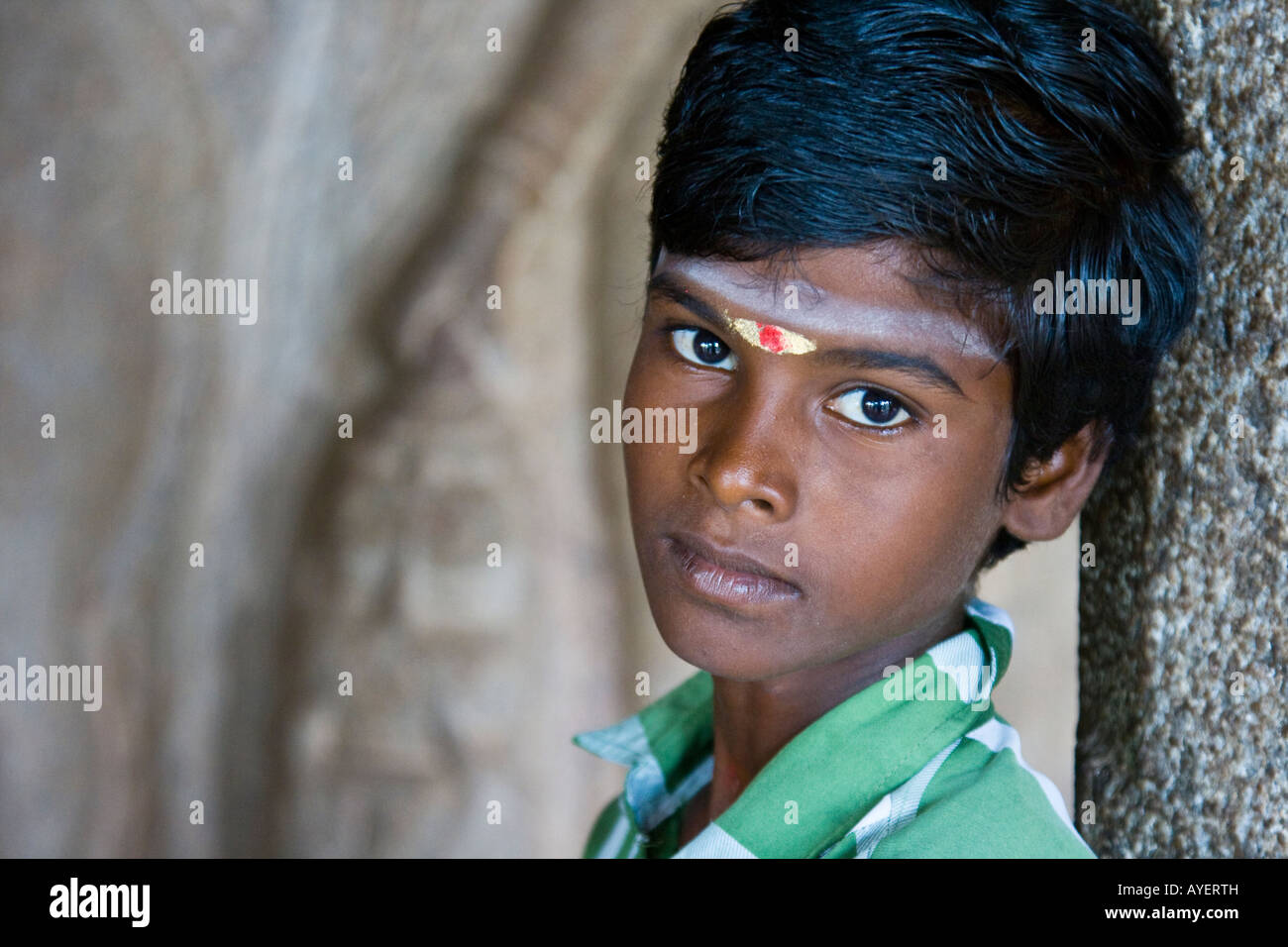 Hindu Boy Sitting inside a Mandapam in Mamallapuram South India Stock ...