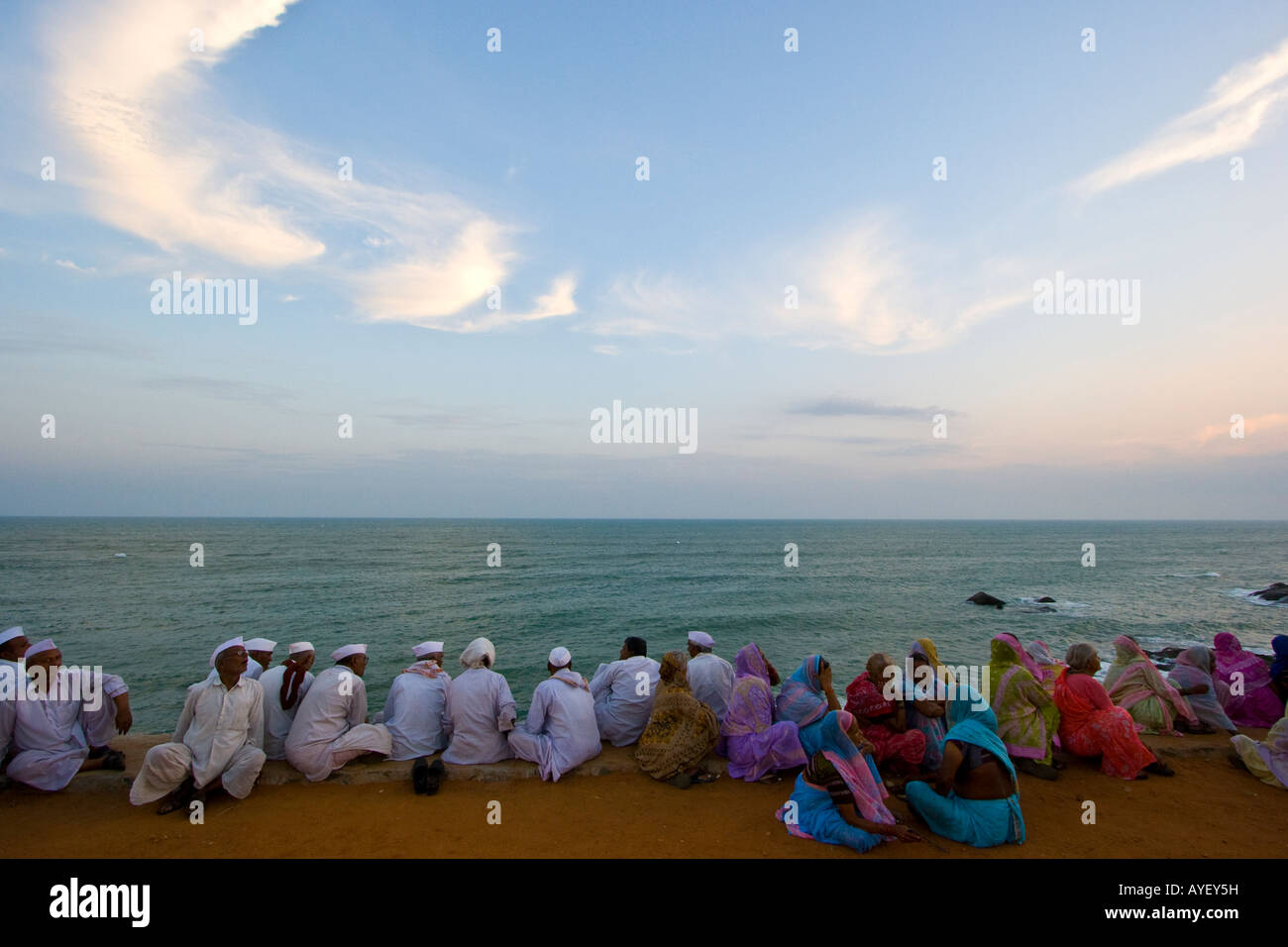 Indian People Waiting to watch the Sunset in Kanyakumari India Stock ...