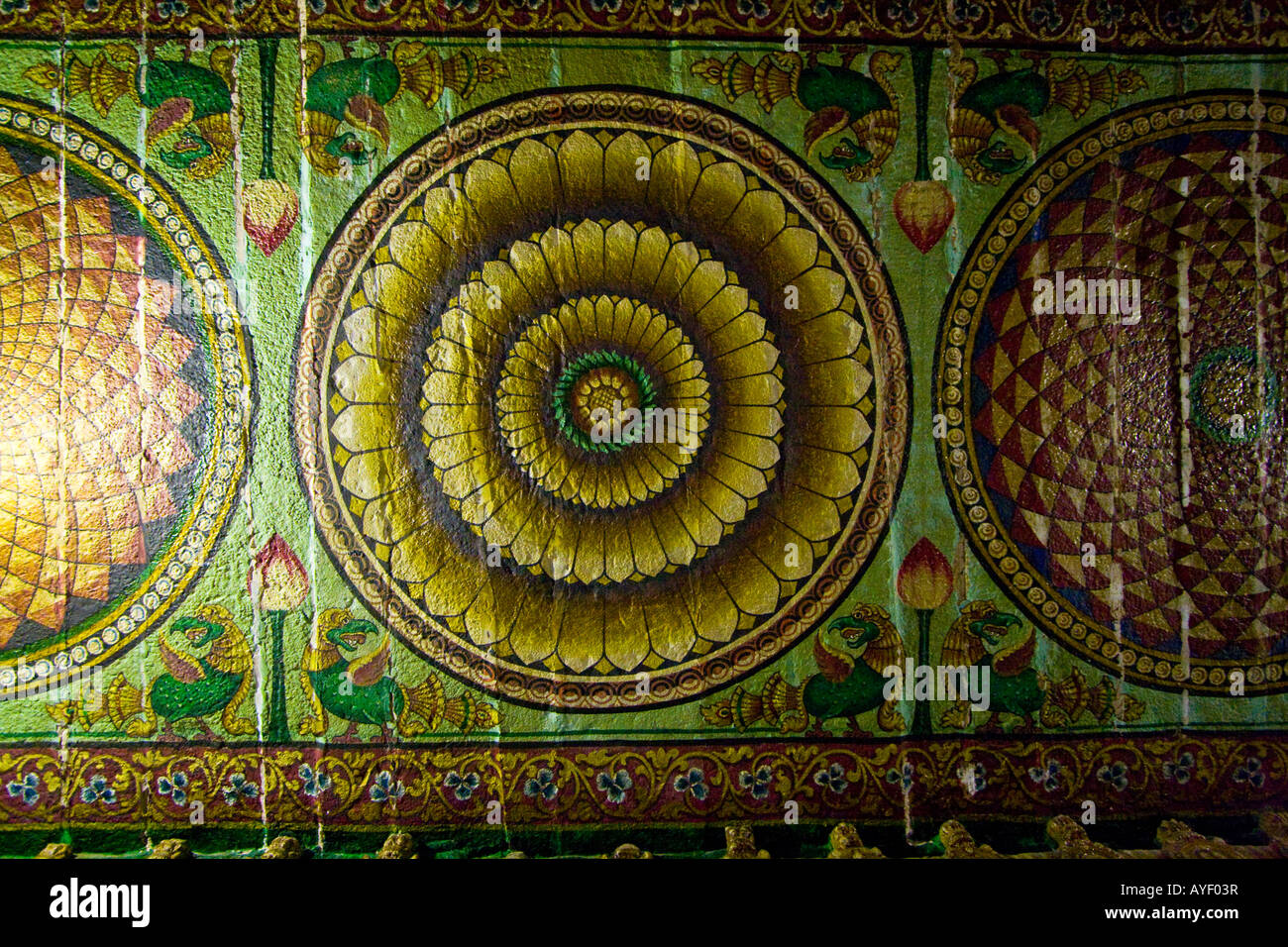 Painted Ceiling Pattern Inside Sri Meenakshi Hindu Temple in Madurai ...