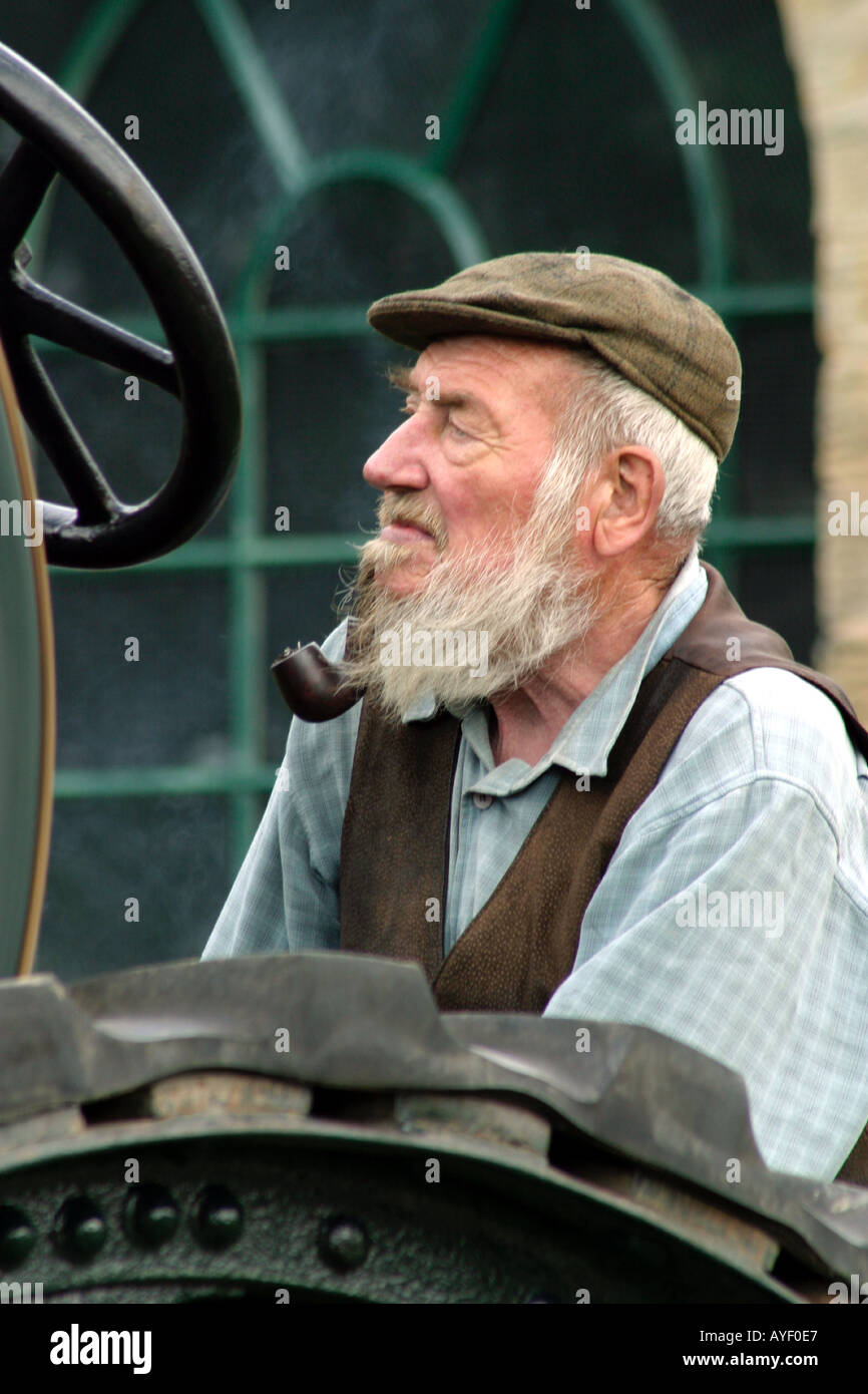 Elderly man running a traction engine Stock Photo - Alamy