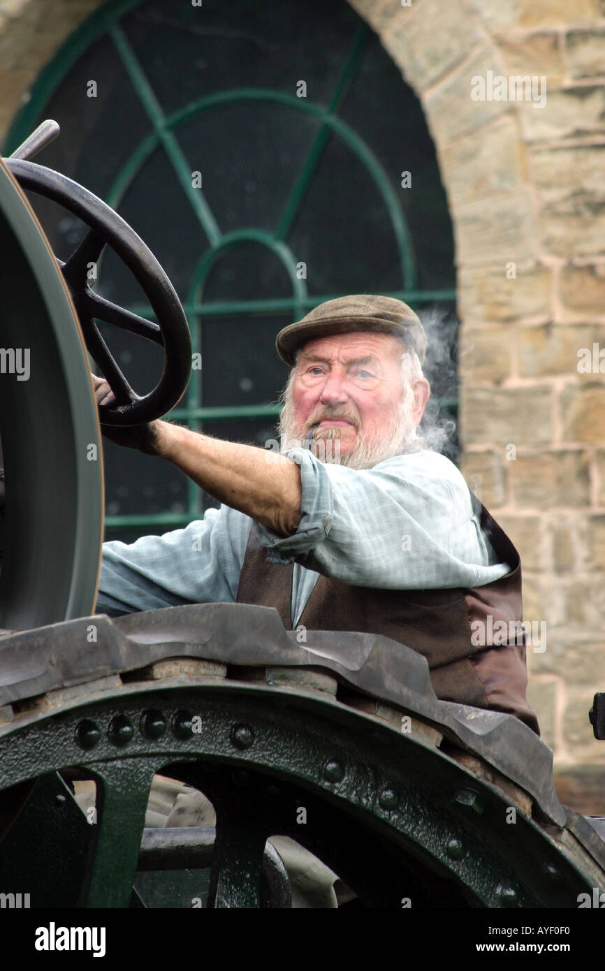 Elderly man running a traction engine Stock Photo - Alamy