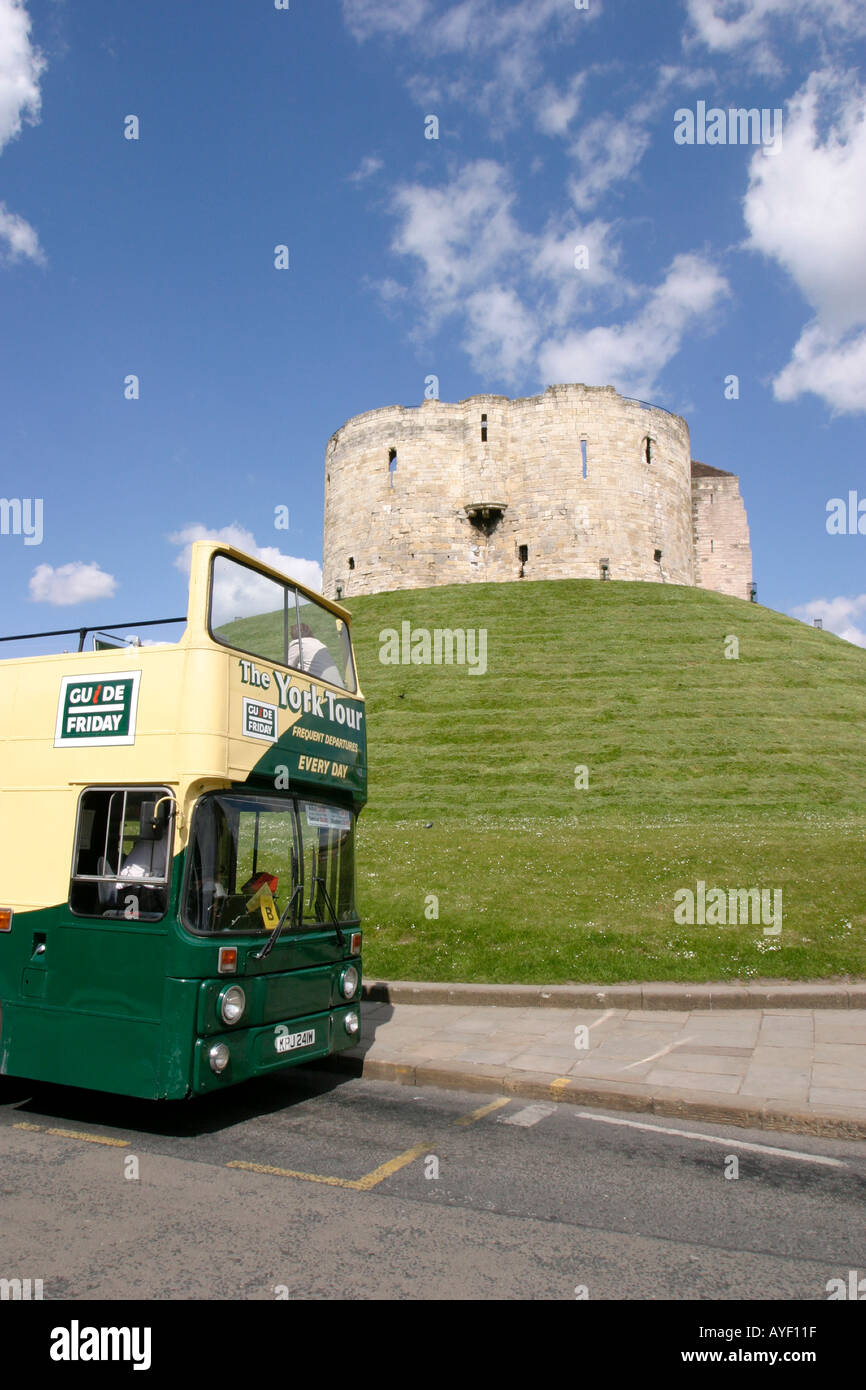 Clifford'sTower and front of open top double decker tours bus York ...