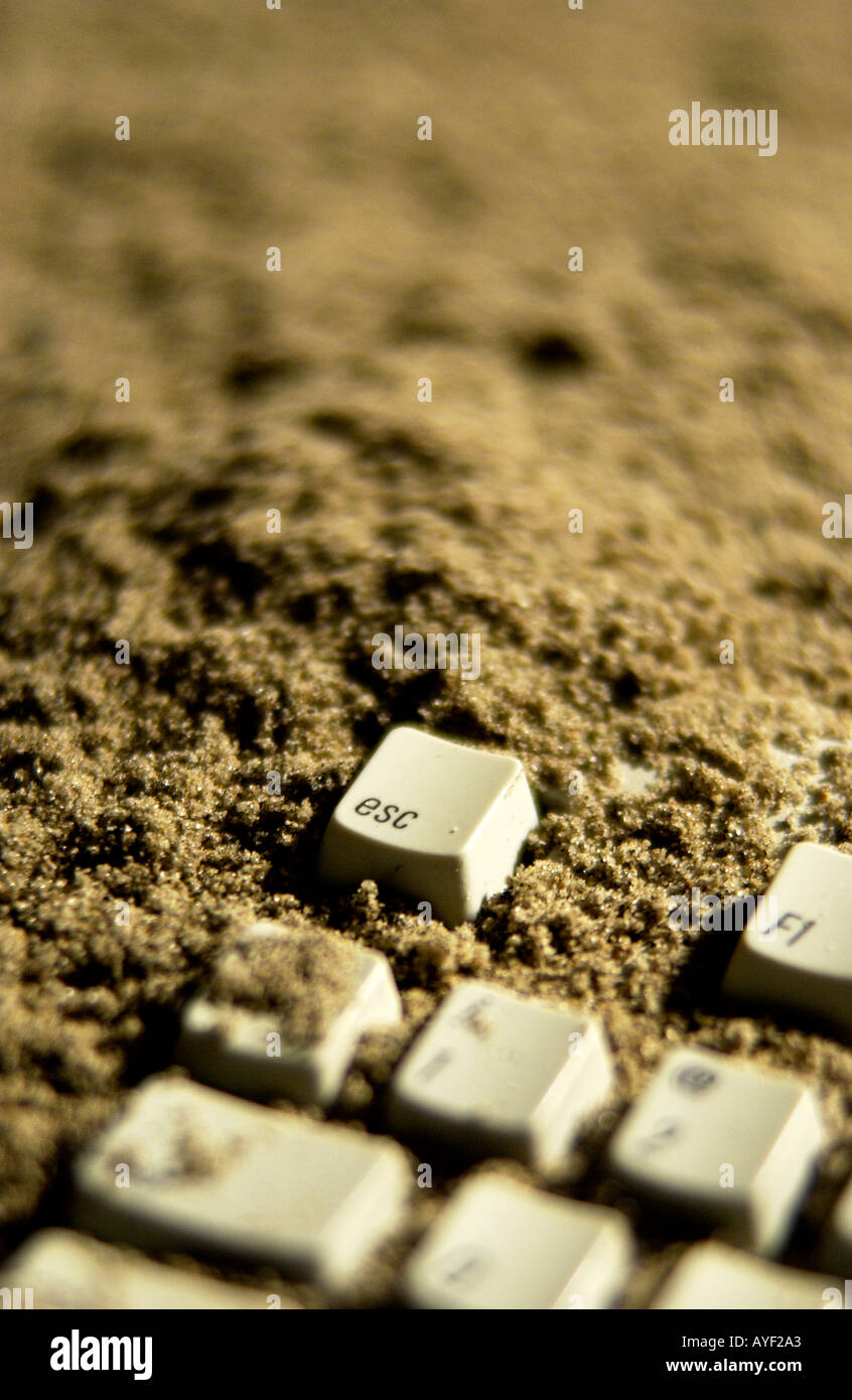 Keyboard in the sand Stock Photo - Alamy