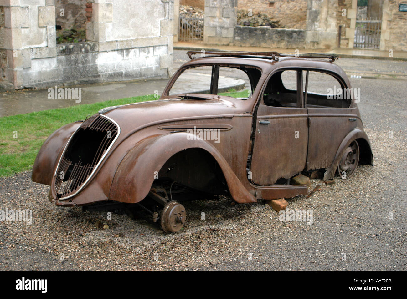 Car remains the village doctor s car at Oradour sur Glane preserved ...