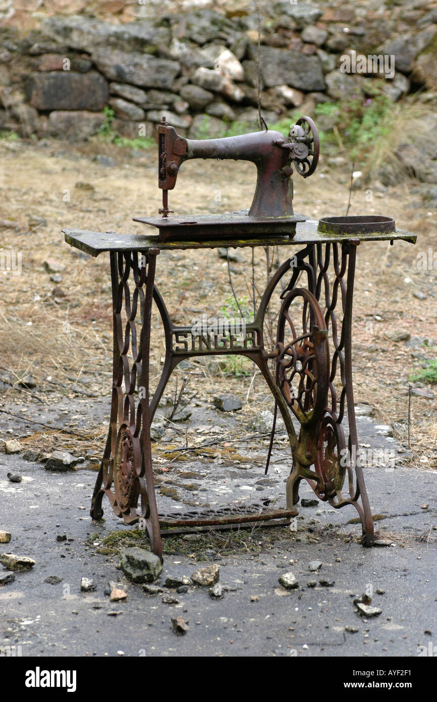 Sewing machine at Oradour sur Glane preserved Limousin village scene of ...