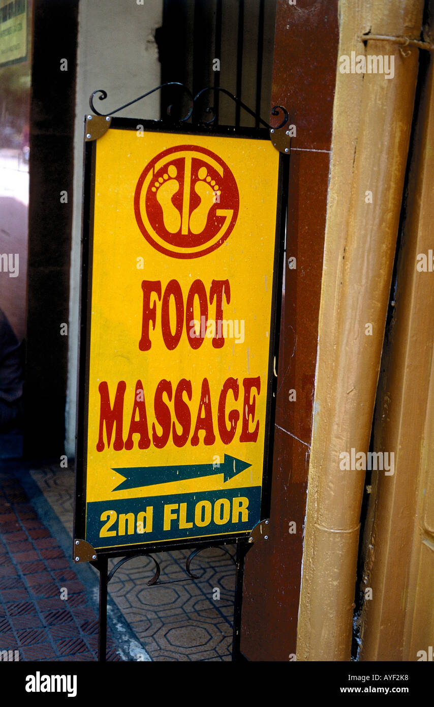 Sign for foot massage west side of Ho Hoan Kiem Hanoi Stock Photo - Alamy