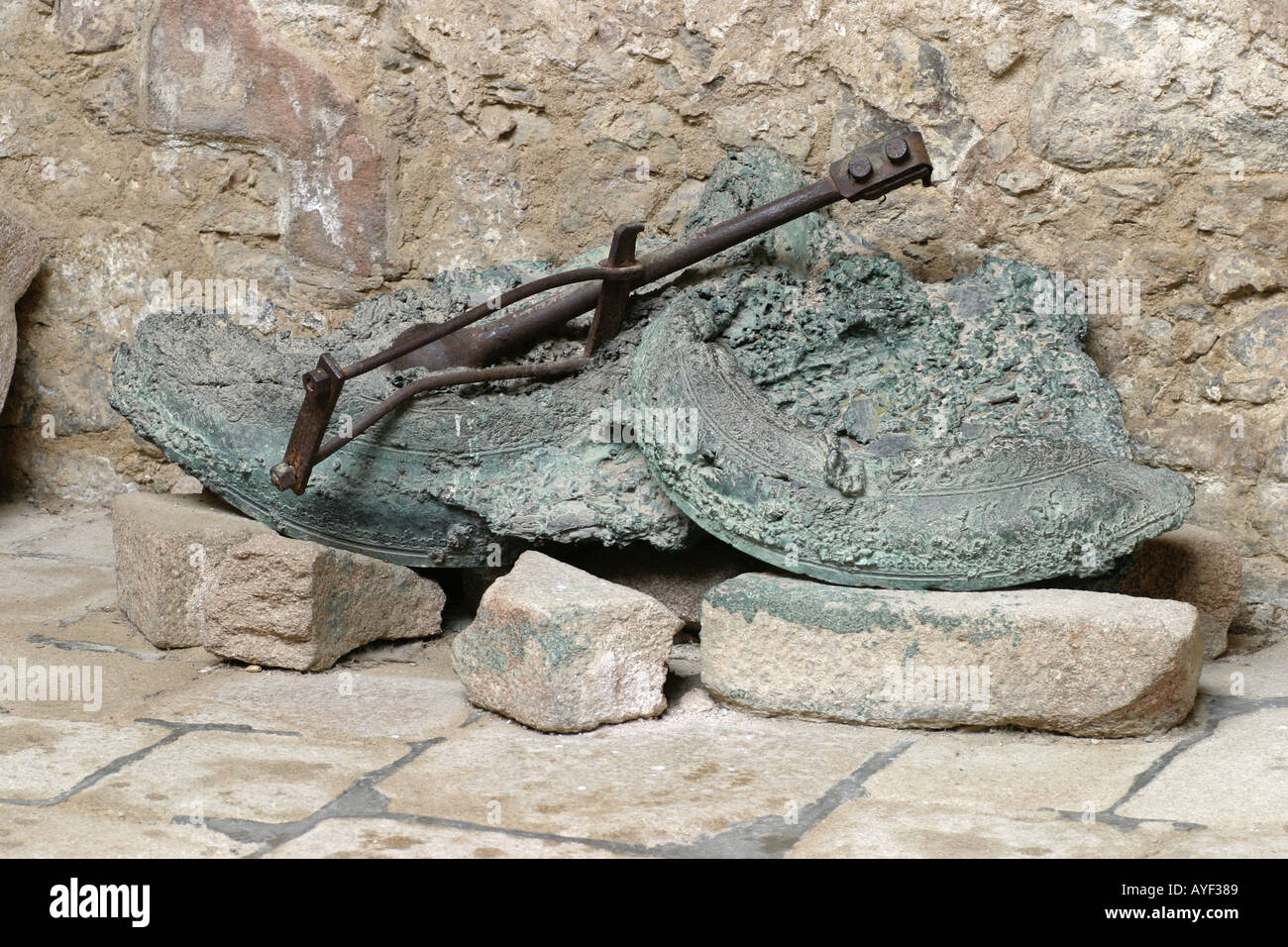 Melted church bell at Oradour sur Glane preserved Limousin village ...