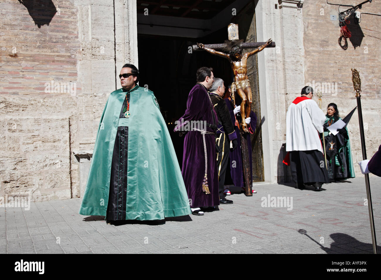 The religious procession of Christian Brotherhoods during Semana Santa ...
