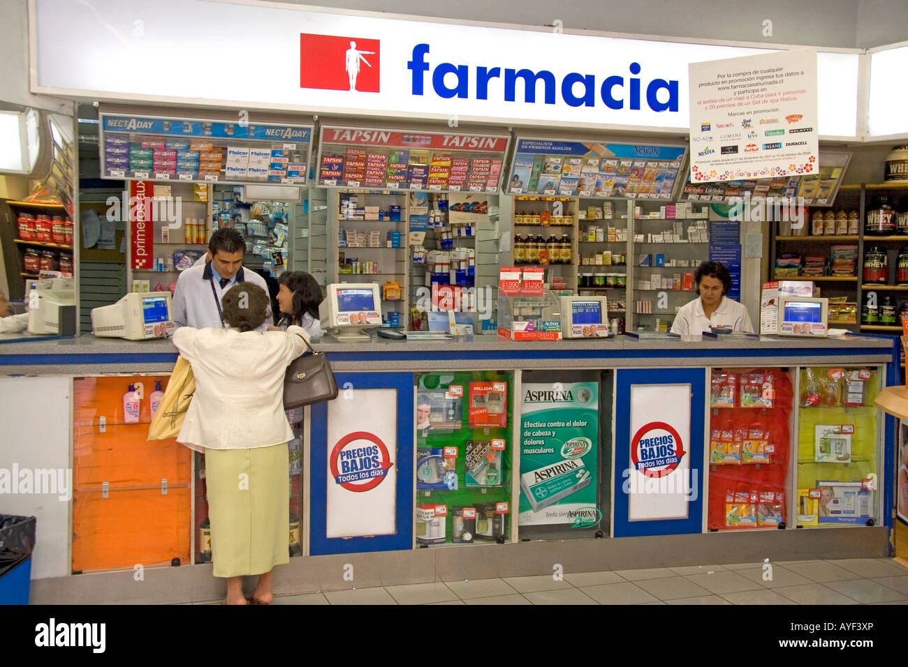 Pharmacy counter in Santiago Chile Stock Photo - Alamy