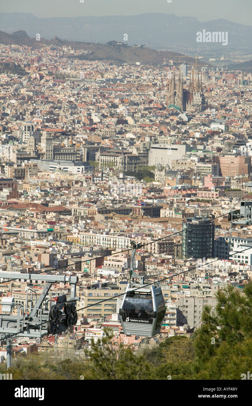 Spain, Barcelona, teleferico, cable car, railway, monjuic, travel ...