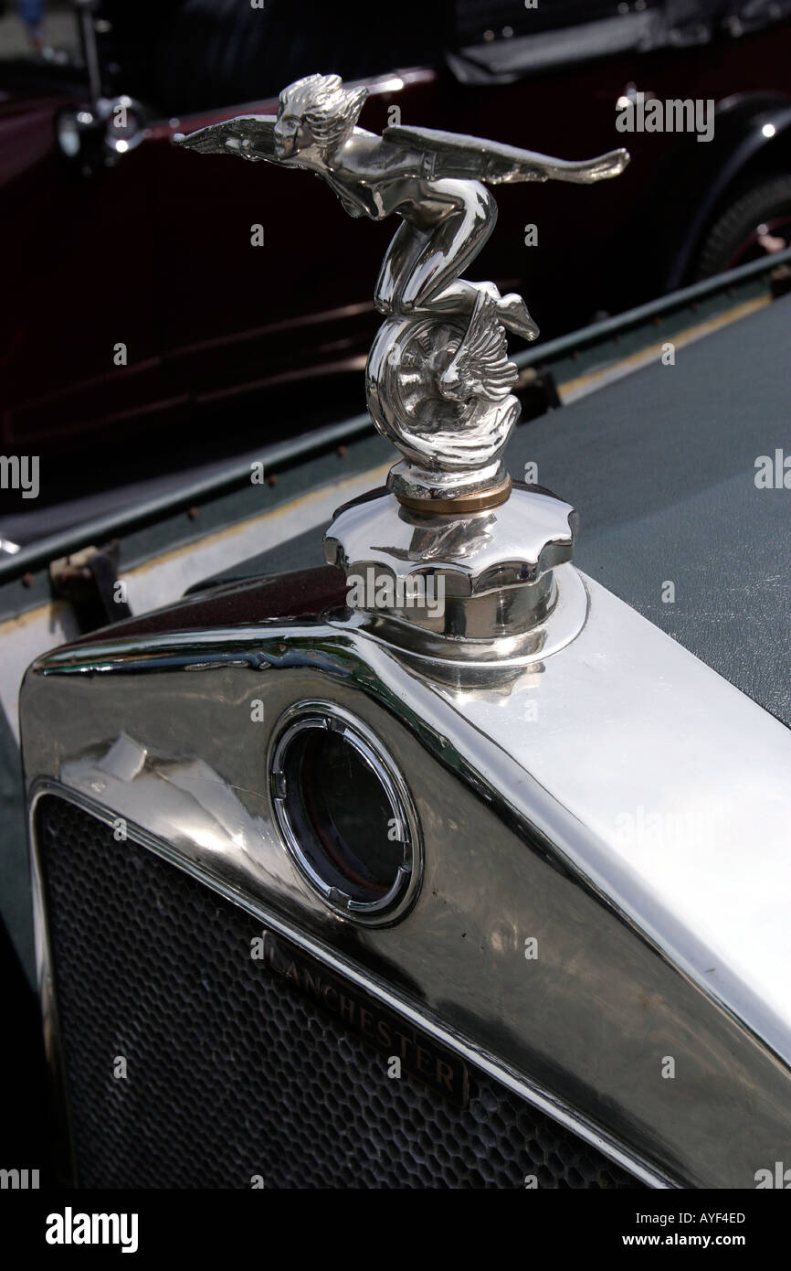 Radiator and mascot detail of vintage Lanchester limousine Stock Photo ...