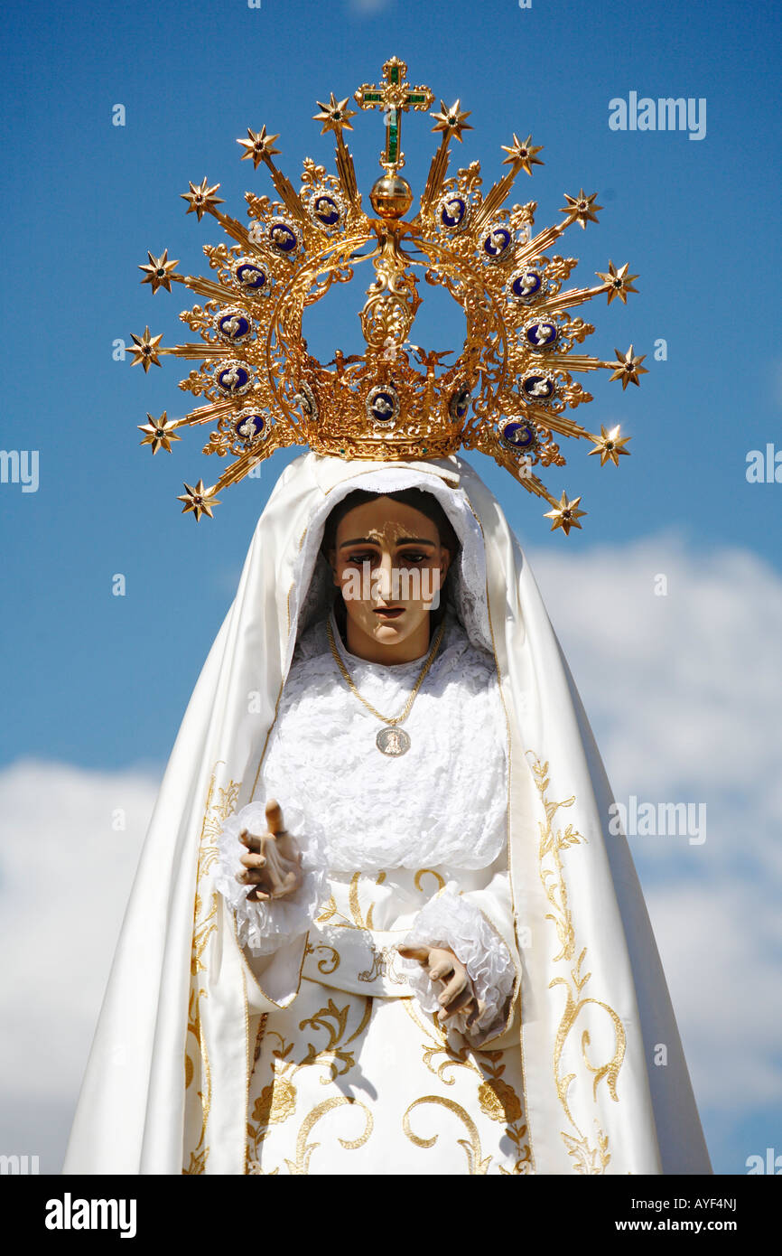 Statue of Virgin Mary at the religious procession of Christian ...