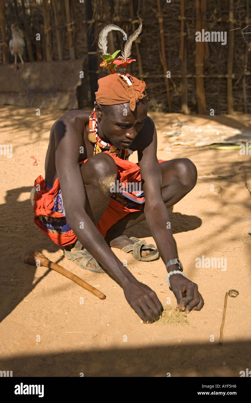 Samburu man in traditional dress and beads Samburu village Northern ...