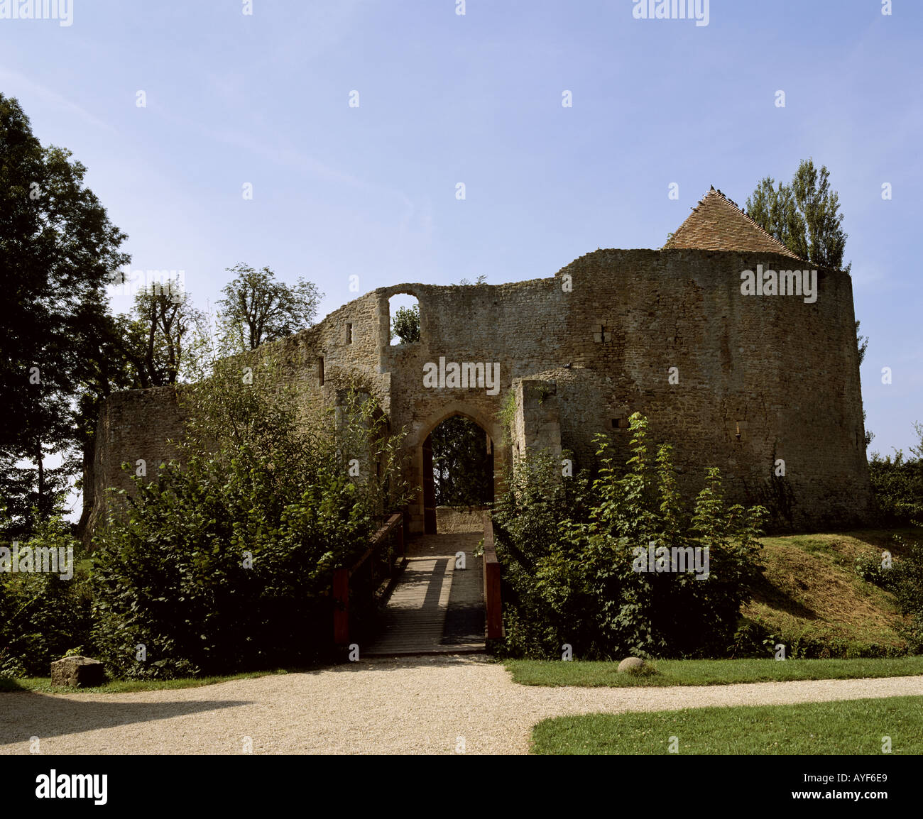 The 11th to 13th century keep of the Chateau de Crevecoeur Calvados ...