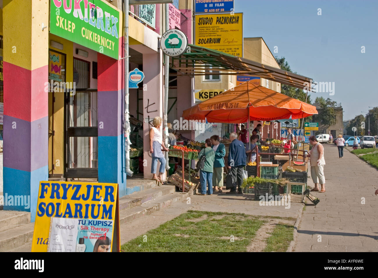 Outside Polish neighborhood market filled with grocery butcher ...