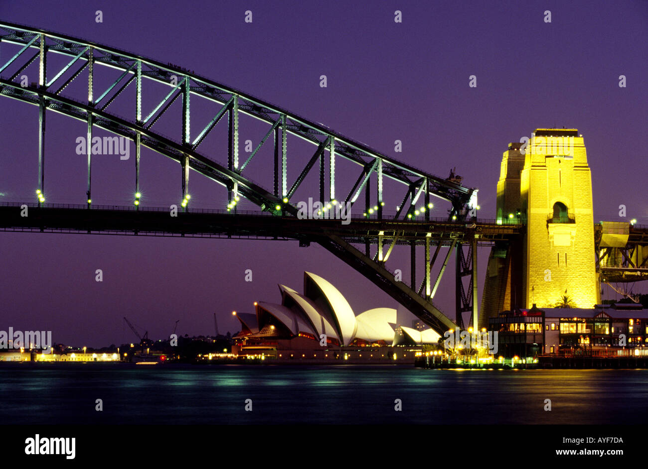 Sydney Harbour Bridge and Sydney Opera House Shells against a beautiful ...