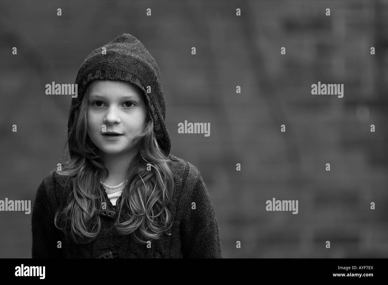 Young Girl in Hooded Top Stock Photo - Alamy