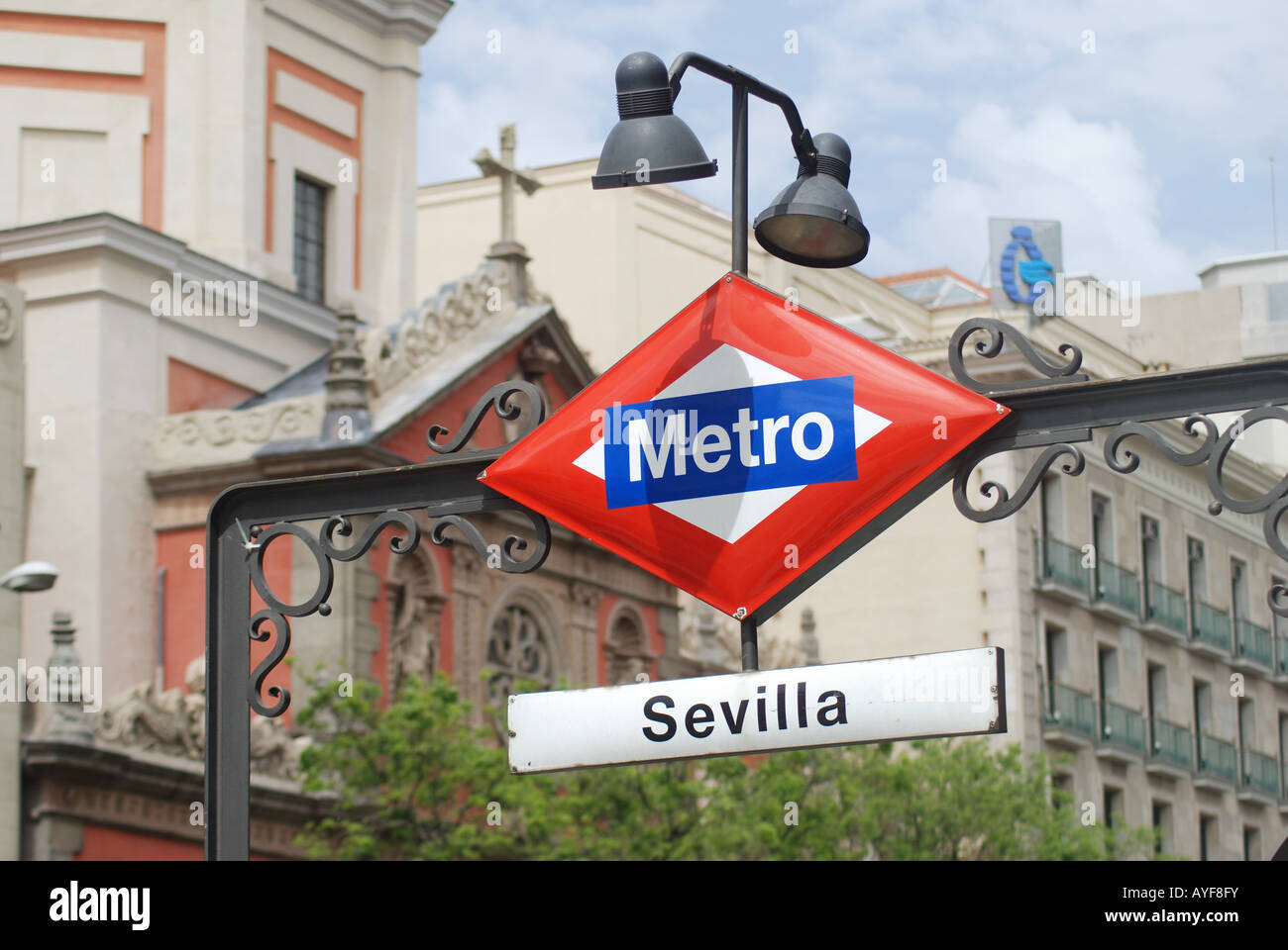 Sevilla Metro sign. Madrid. Spain Stock Photo - Alamy