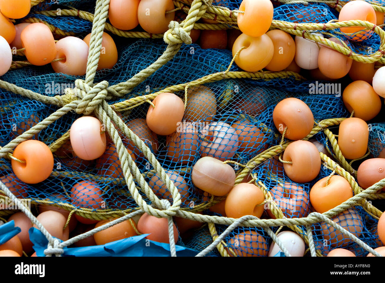 Abstract fishing nets and buoys. Kerala. India Stock Photo - Alamy