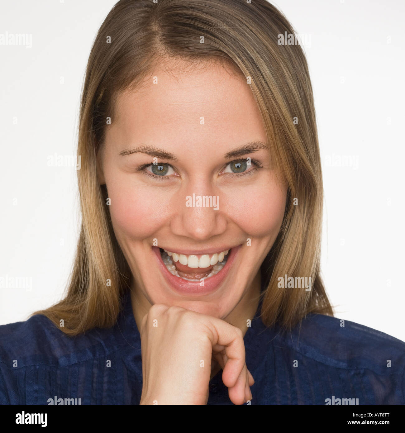 Long hair woman laughing close up hi-res stock photography and images ...