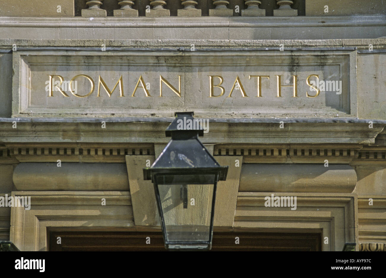 Sign at entrance of Roman Baths Bath Somerset England UK Stock Photo ...