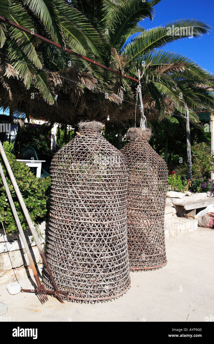 Old fashioned fishing baskets still in use, Mljet National Park ...