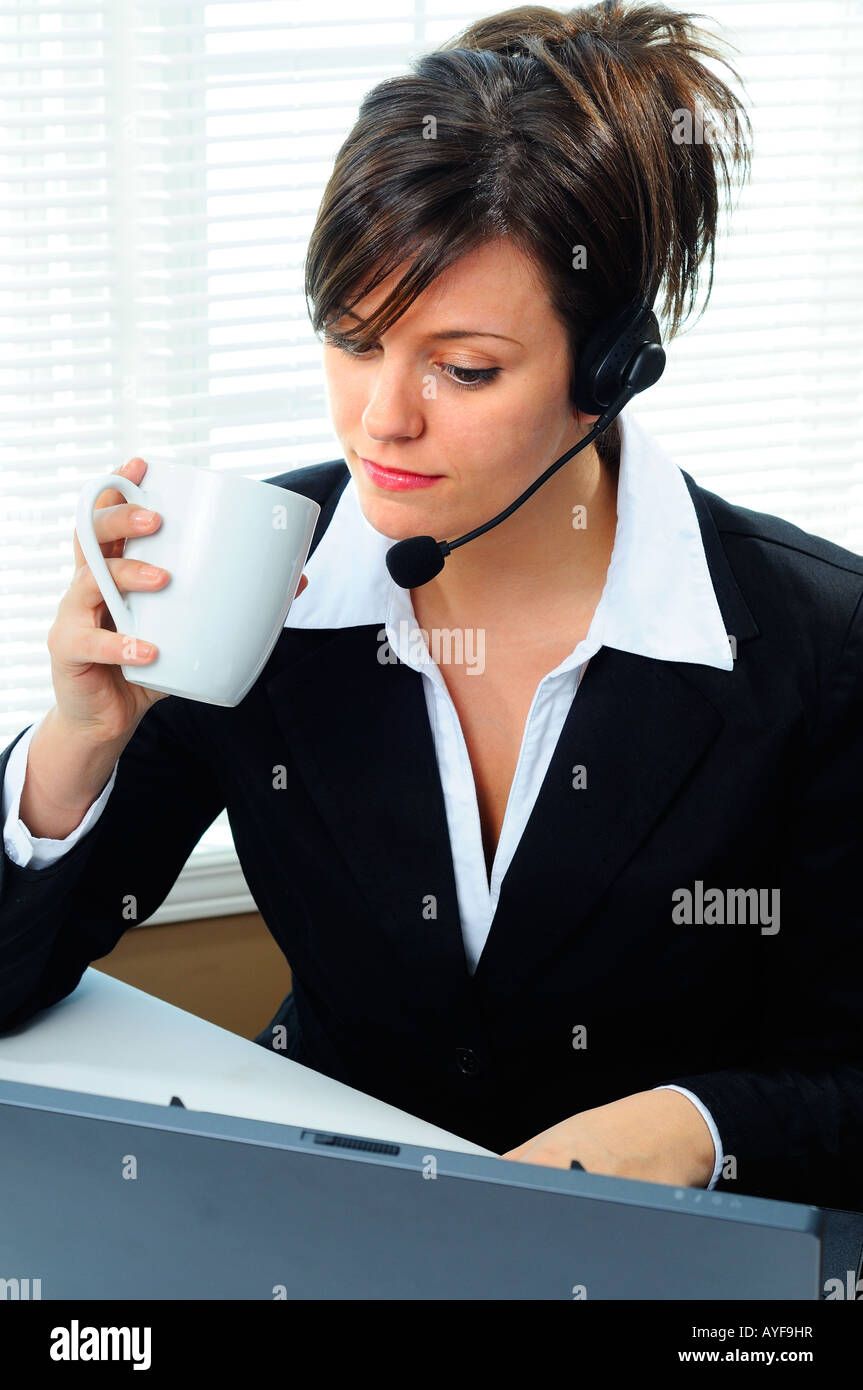 Call Center Woman Stock Photo - Alamy