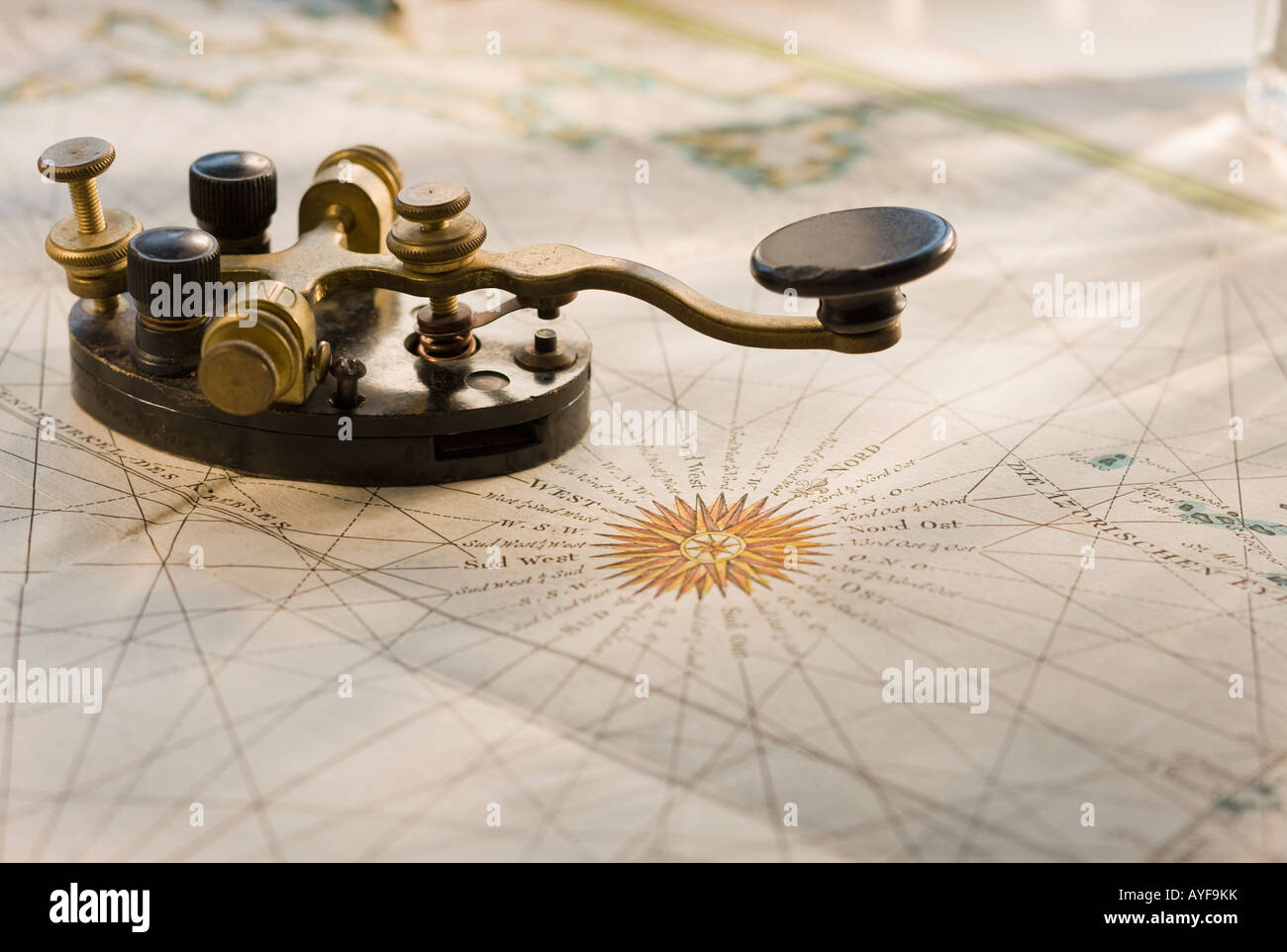 Telegraph key on antique map Stock Photo - Alamy Telegraph key on antique map Stock Photo - Alamy