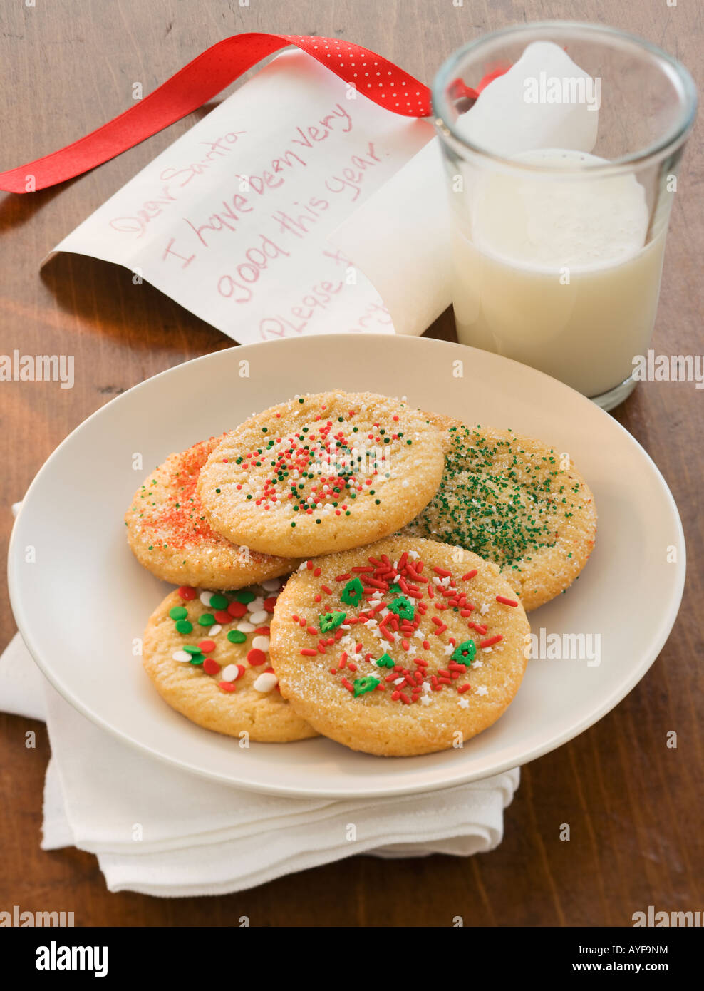 Cookies and milk for Santa Claus Stock Photo - Alamy