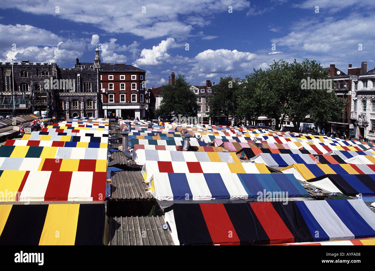 Colourful Market Stall Covers at City Market Norwich East Anglia ...