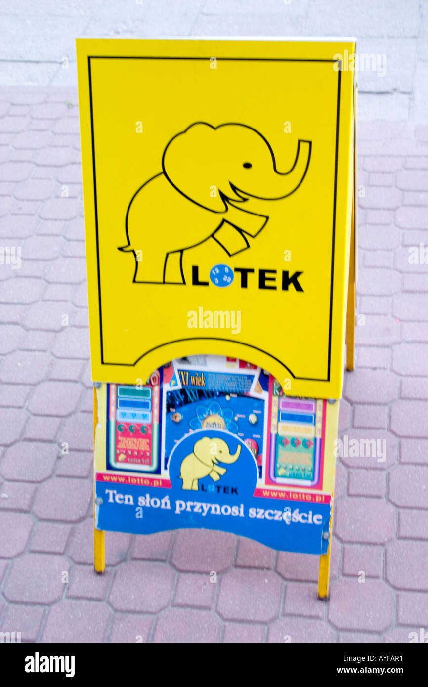 Elephant advertising the happiness that the lottery can bring. Lodz ...