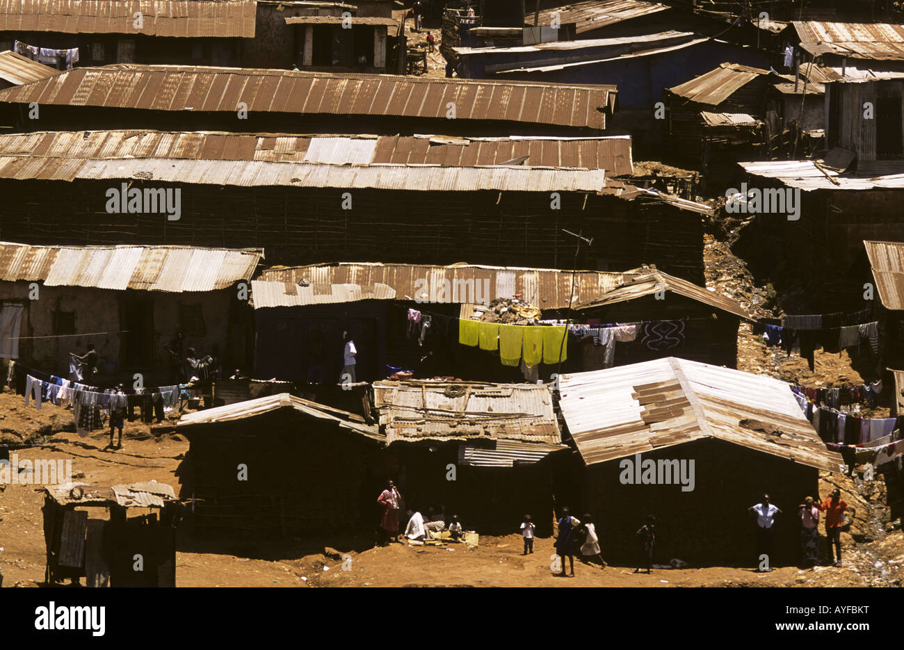 Kenya Africa Kibera shanty town Nairobi View of corrugated iron roofs ...