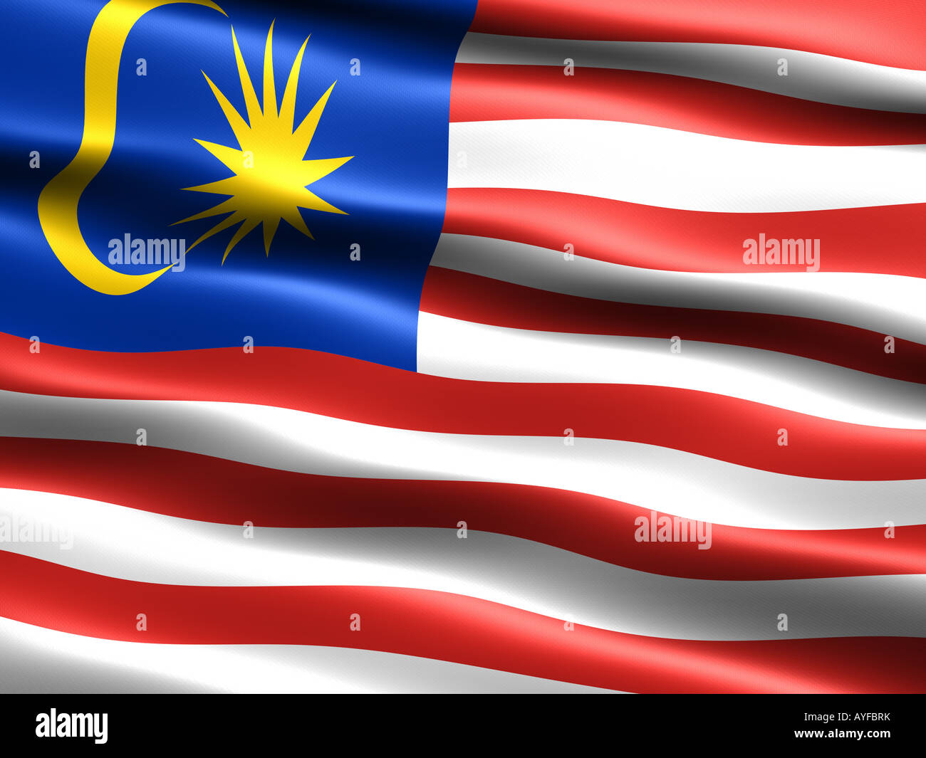 Flag of Malaysia computer generated illustration with silky appearance ...
