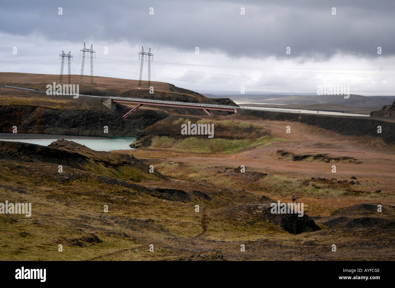 Pylons en route to Landmannalaugar, Iceland Stock Photo - Alamy