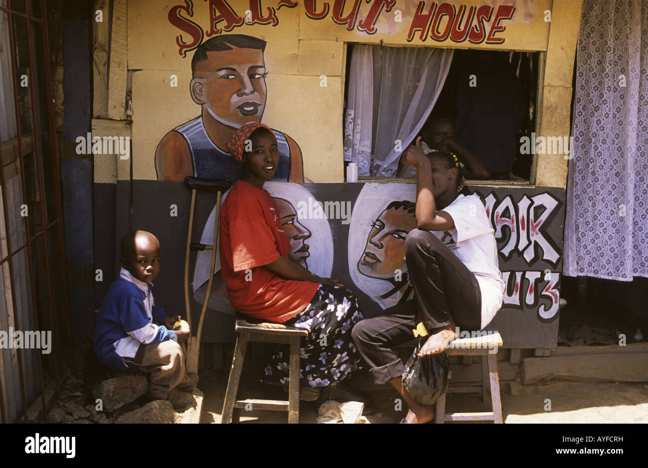 Kenya Africa Kibera shanty town Nairobi Hairdressers Stock Photo - Alamy