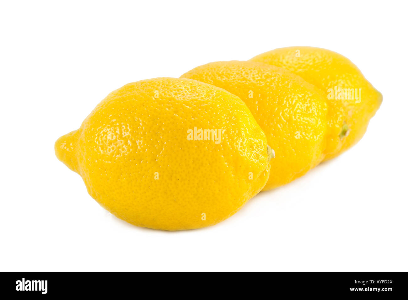 the three yellow lemons isolated on white background Stock Photo - Alamy